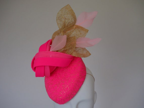 Items similar to Pink and Gold Artistic Hat for Races or Special Event ...