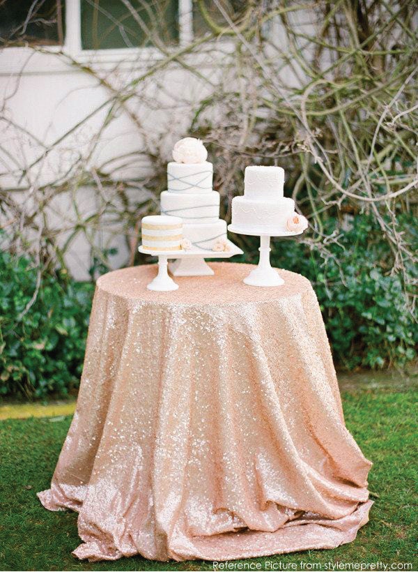 Rose Gold Sequin Tablecloth READY TO SHIP. by All4partytime