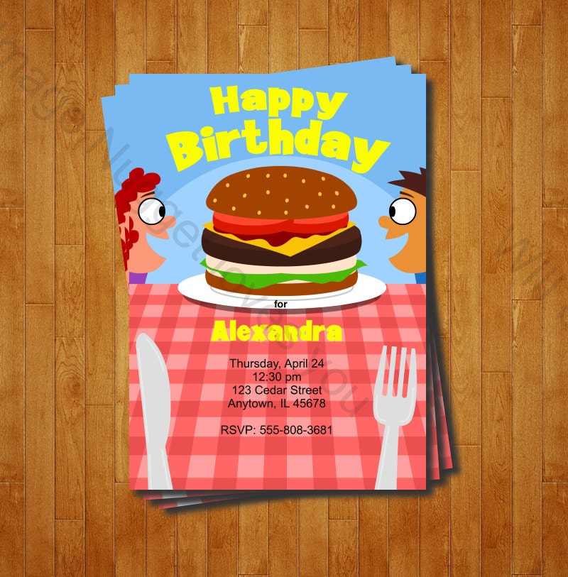 Hamburger Fast-Food Birthday Party Invitation par ImageNugget