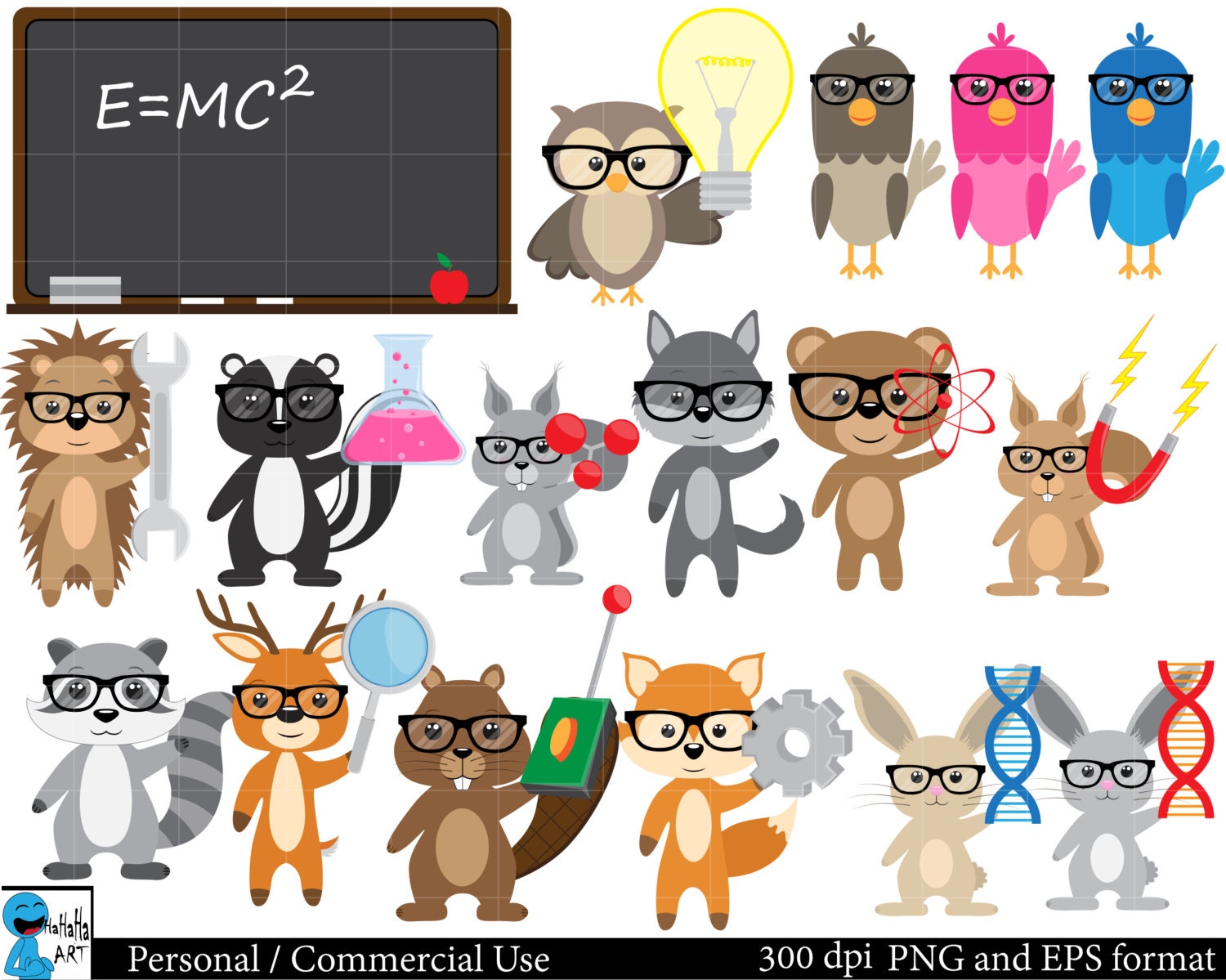 Laboratory animals Set Clipart Digital Clip Art Graphics