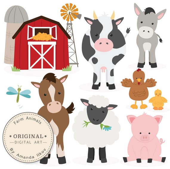 Premium Farm Animals Clip Art & Vectors Farm by AmandaIlkov