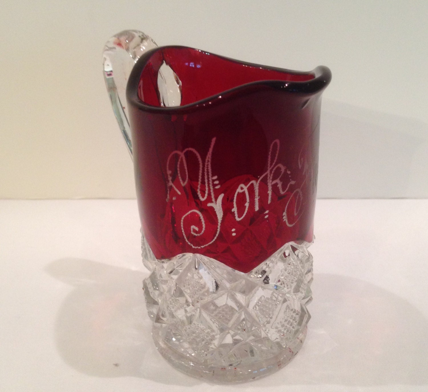 Ruby Red Flash Glass Pitcher York Fair 1916, Souvenir, Vintage, Creamer ...