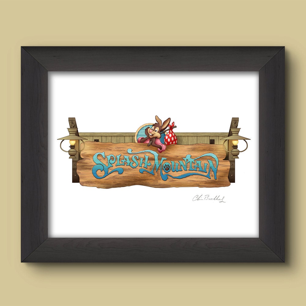 Walt Disney World Signage Digital Art Print: Splash Mountain