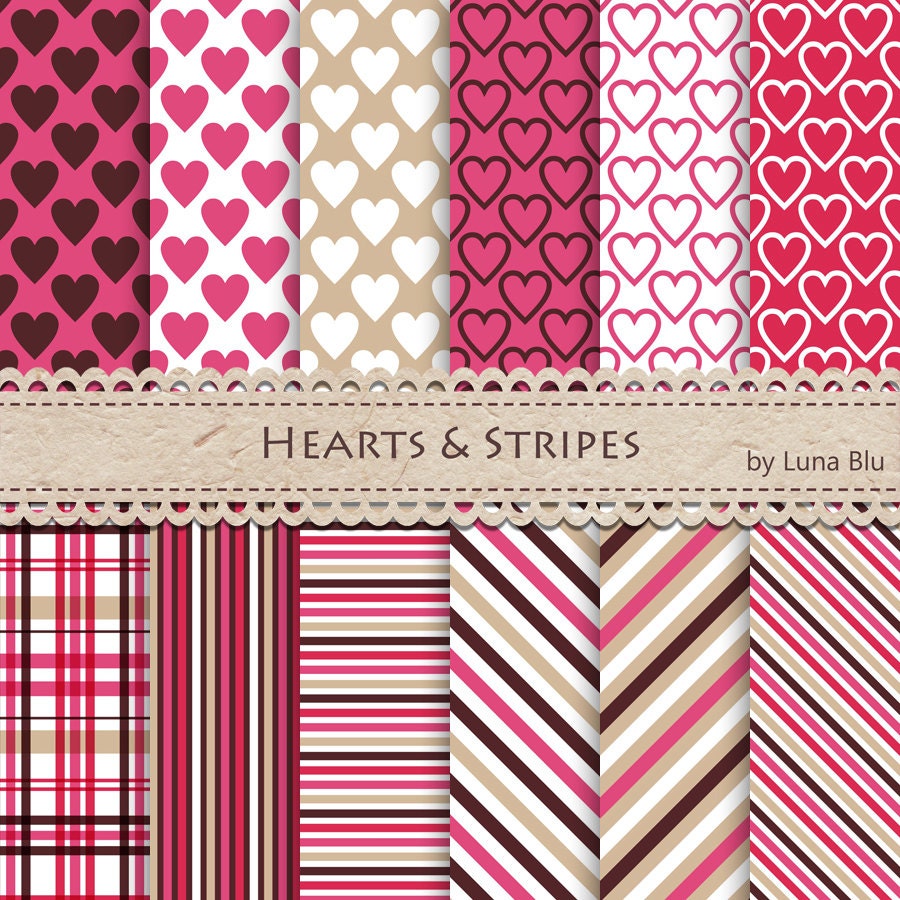 New Item added to my shop:Heart Digital Paper Pack: ” Hearts and ...