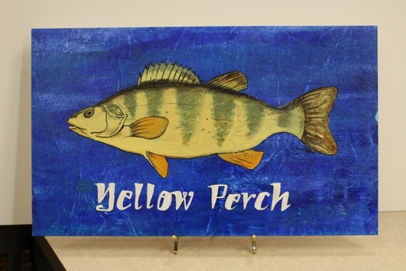 Yellow Perch painting abstract yellow perch fish by JunoOriginals