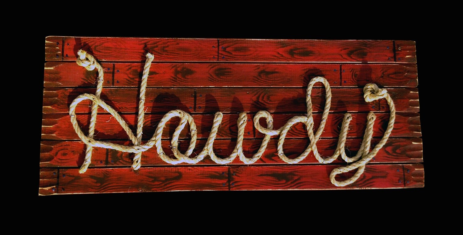 HOWDY : 36 Western Rope Name Sign Cowboy Theme Room