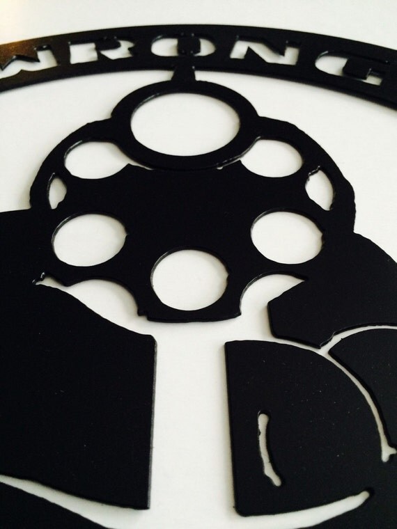 Metal Wrong Home Gun Sign 2nd Amendment by MarriedToTheMetal