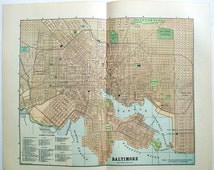 Popular items for map of baltimore on Etsy