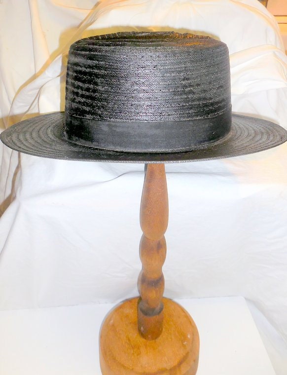 Amish Man’s Hat, Amish Workday/Everyday Hat- Black Straw Weave, Ex ...