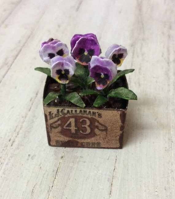 Dolls House Miniature Pansy Planter by Artistique on Etsy