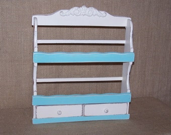 aqua nail polish rack - vintage spice rack - farmhouse spice rack ...