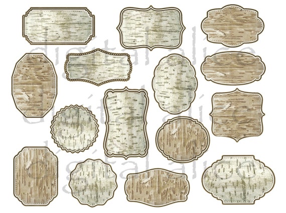 BIRCH BARK LABELS Faux Framed Birchbark Frames Rustic