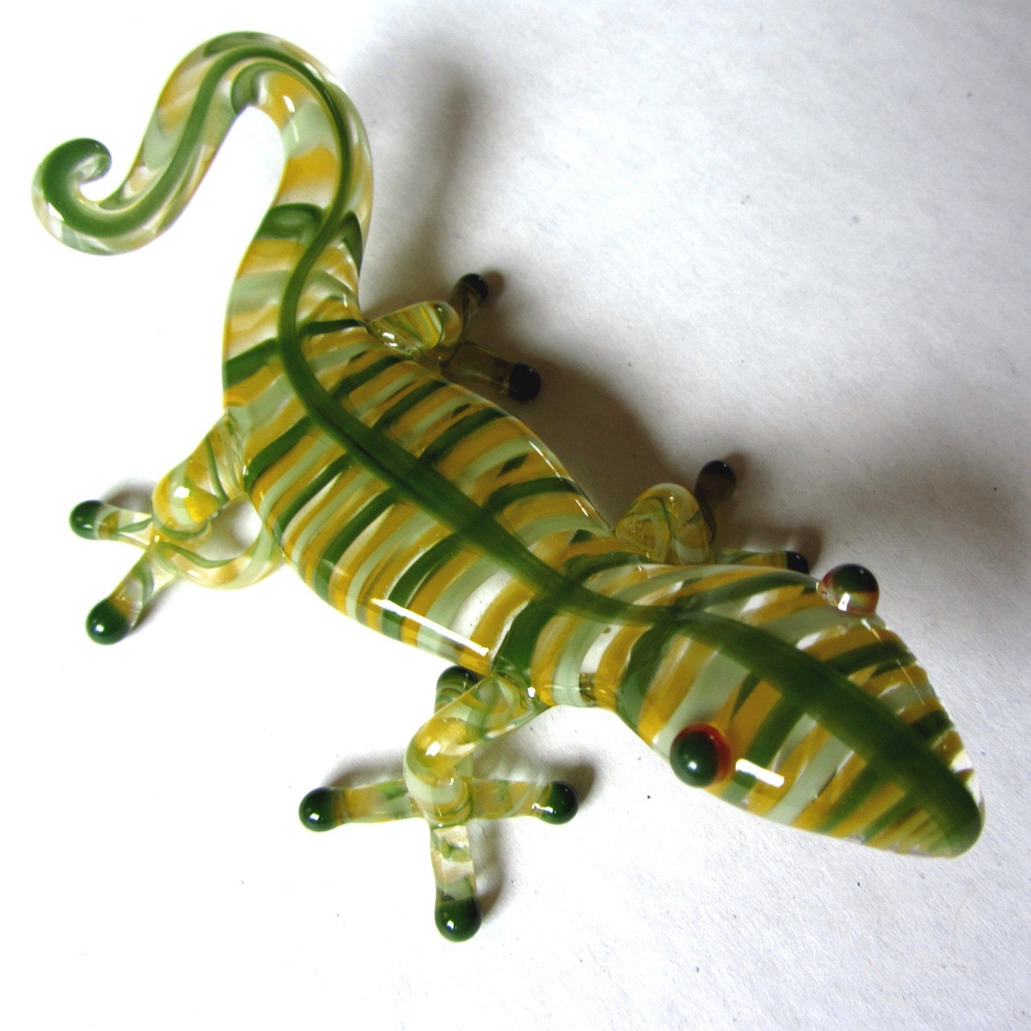Glass Gecko in Bright Colors Jungle Lizard for Wall Display