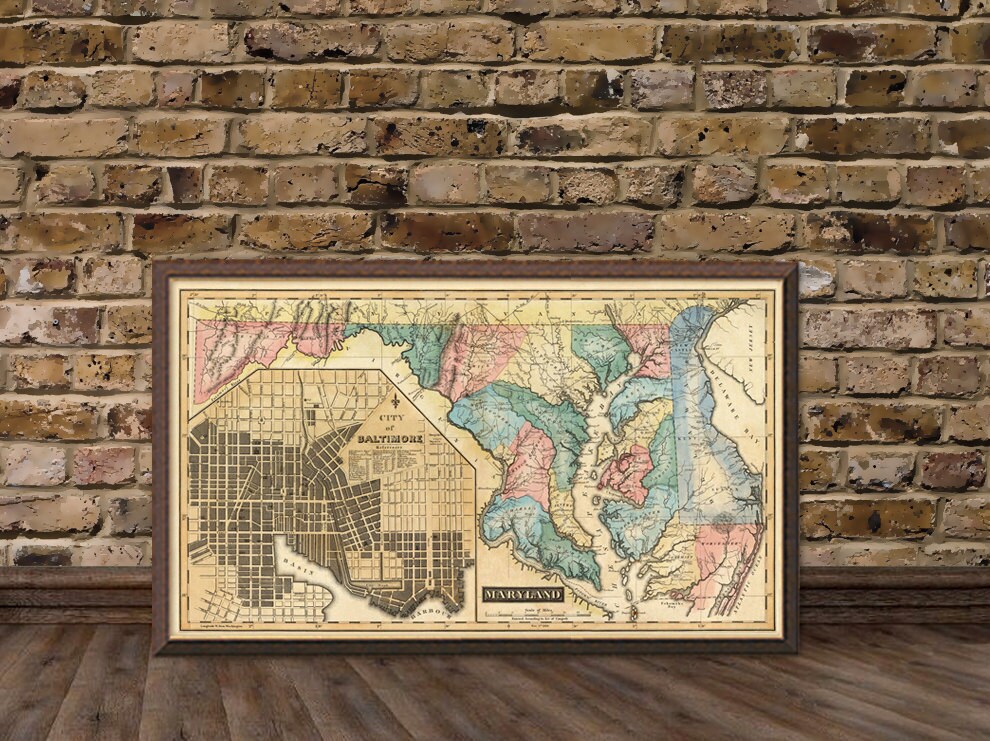 Maryland map Restored map reproduction Baltimore map