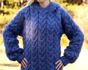 Very fluffy hand knitted mohair sweater by by supertanya on Etsy