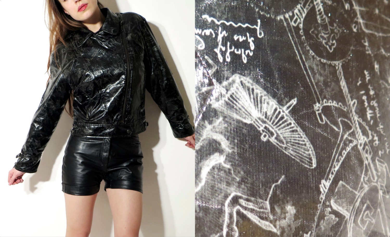 Vintage Black Patent Jacket Size 40 Haute Juice vintage-black-patent-jacket-size-40-haute-juice