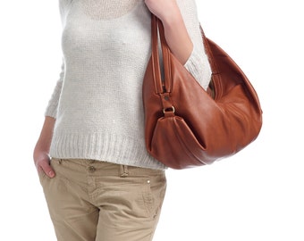 Black leather bag Soft leather bag Slouchy leather bag