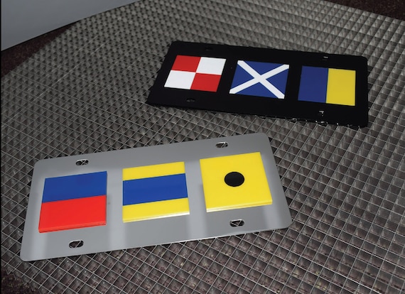 Nautical Flag Monogram License Plate Acrylic or Stainless