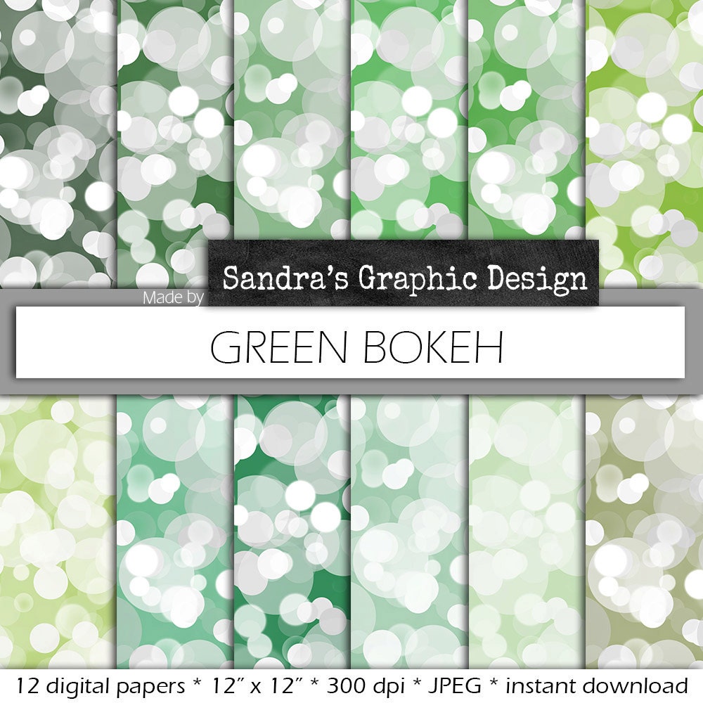 Digital paper: “GREEN BOKEH” with digital paper for making cards ...
