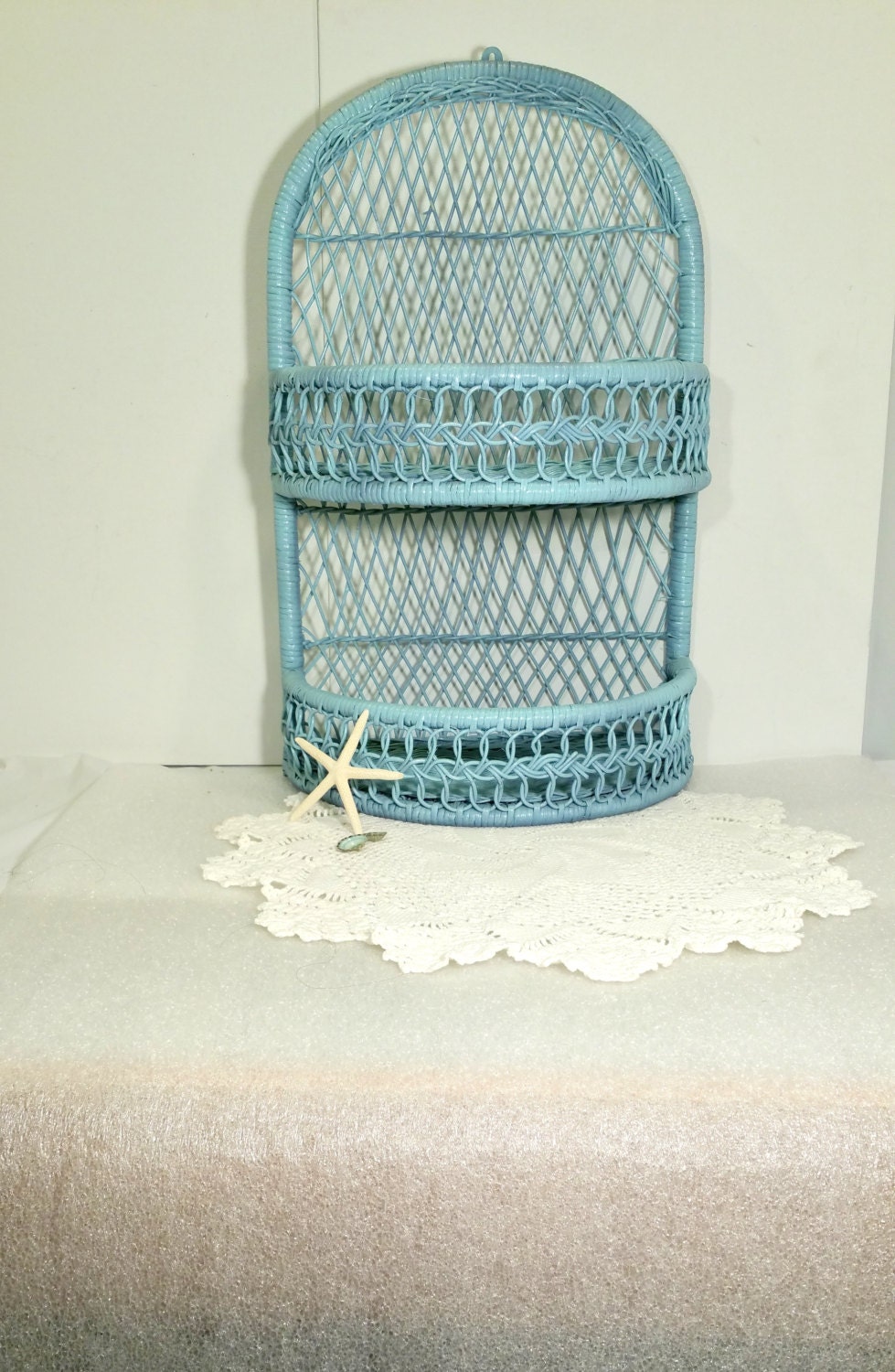 Cottage Chic Shelves Shabby Chic Shelves Beach Blue Wicker Shelves ...