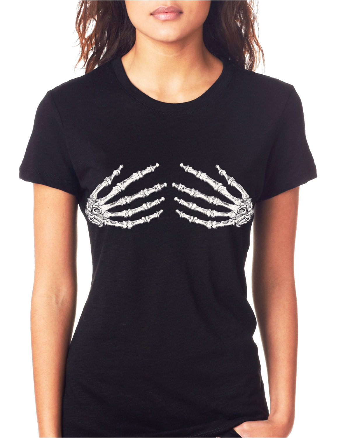 Skeleton Hand Bra Womens Black Tee Shirt By Overurhead On Etsy