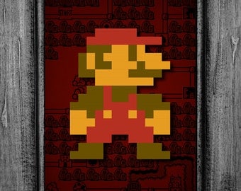 Items similar to Mario Bros Nintendo - 8 Bit Pixel Art 8x8 Peinture on Etsy