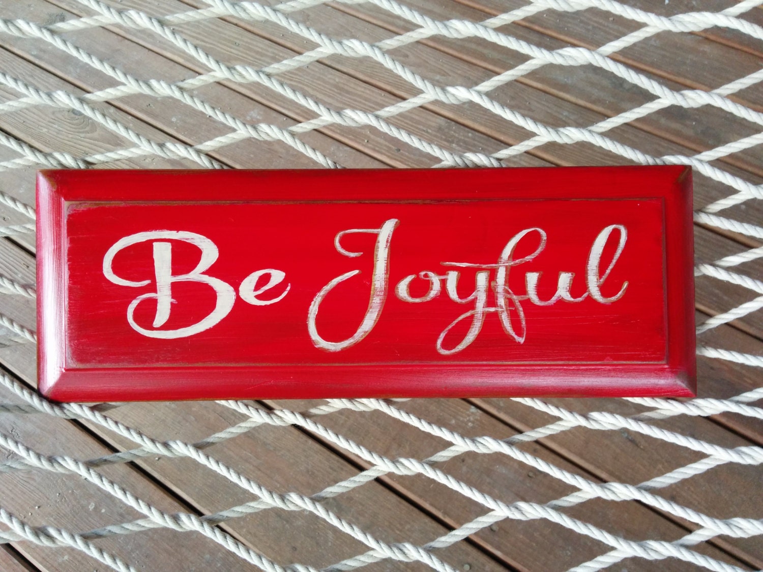 Be Joyful Wall sign. hand painted distressed by ArtisintheHeart