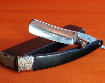 SOLD SOLD!! Heavyweight, chunky straight razor "Hamburg Ring". Forged ...