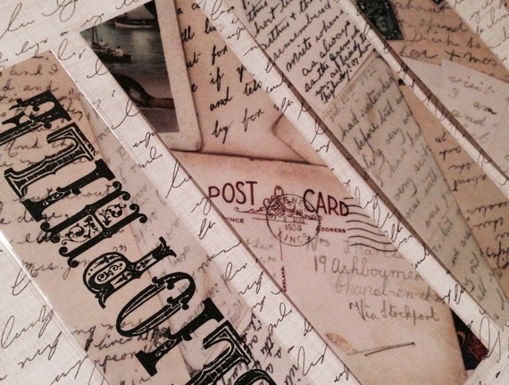 Items similar to Bibliophile ~ Postcard Theme ~ Set of 4 Laminated ...