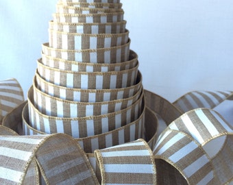 Burlap stripe ribbon | Etsy