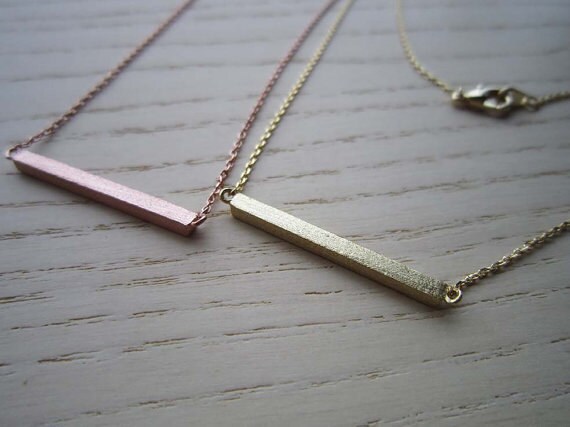 gold Horizontal bar necklace matte by KLcarDesign on Etsy