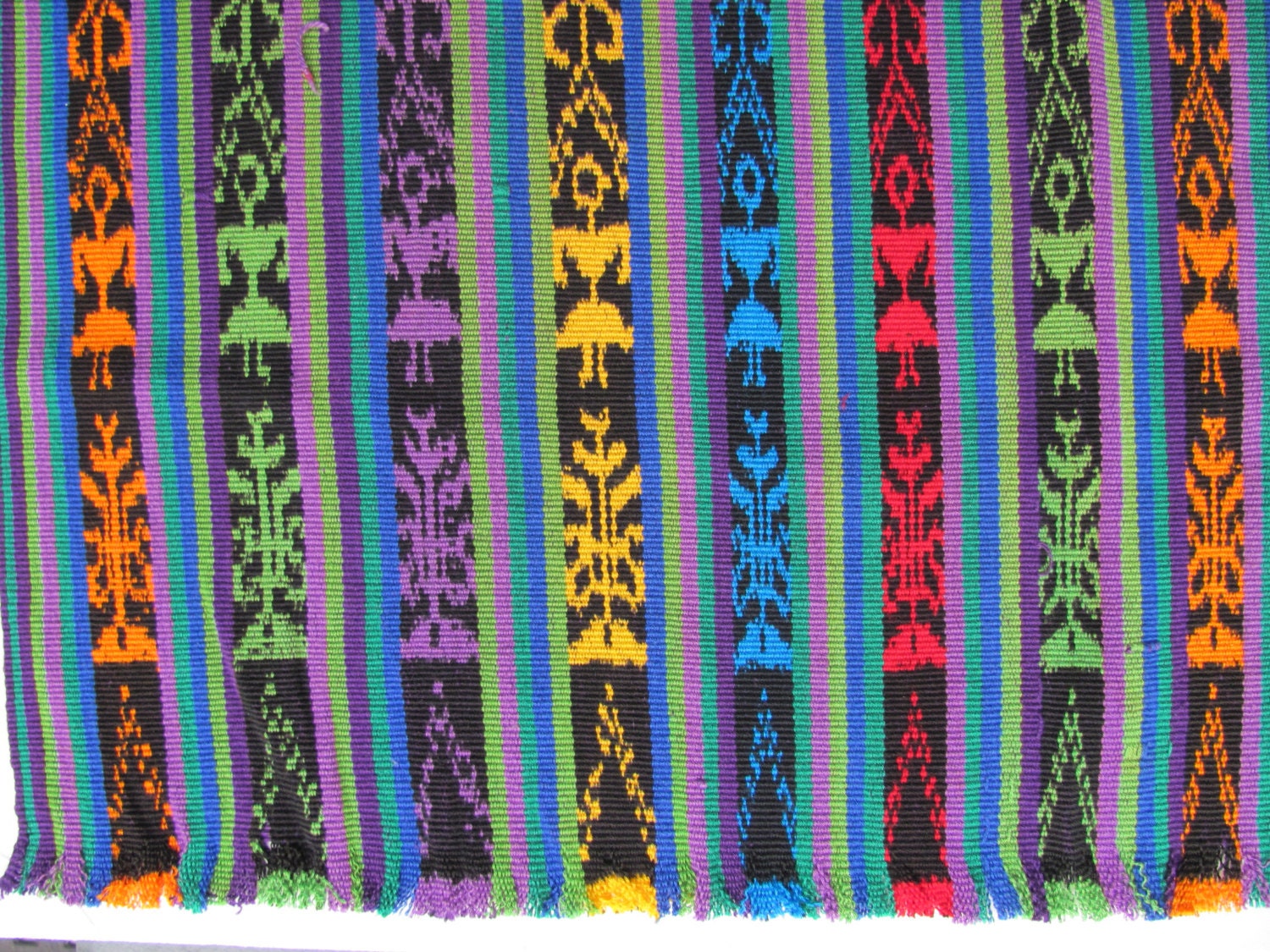 Vintage Guatemalan Shawl / Multi color Ikat stripes in Cotton ...