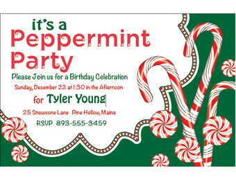 Christmas PRINTABLE Peppermint Party INSTANT DOWNLOAD