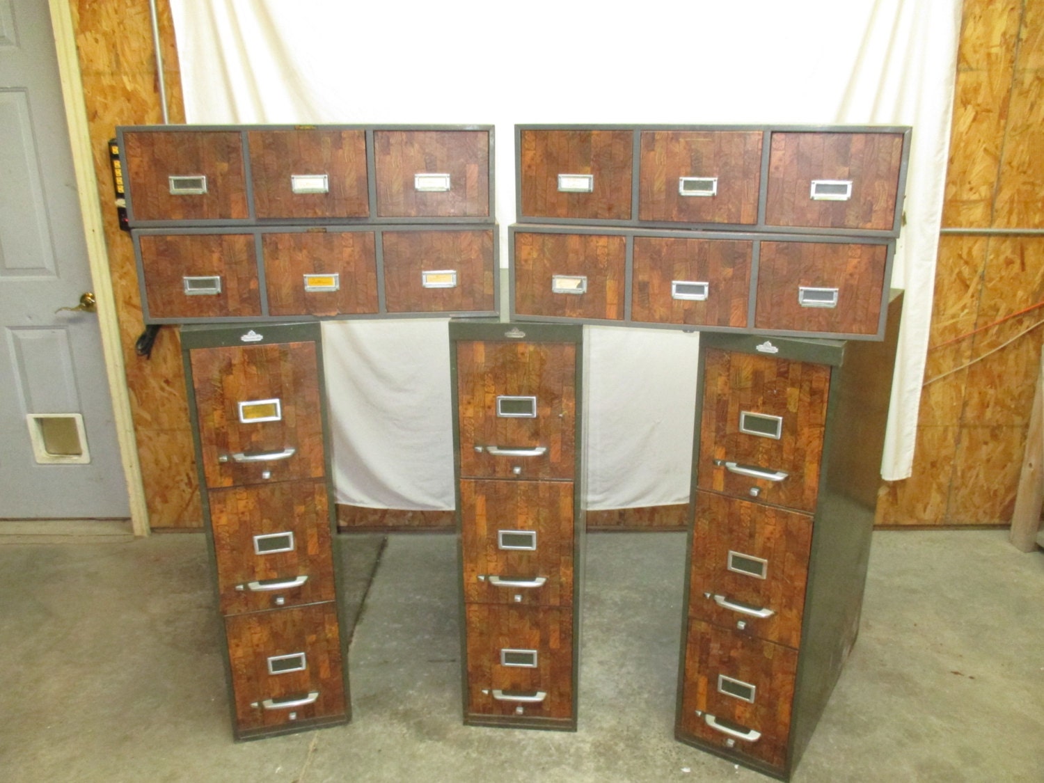 7 File Cabinets Metal All Steel Equipment Asco Library Card Filing ...