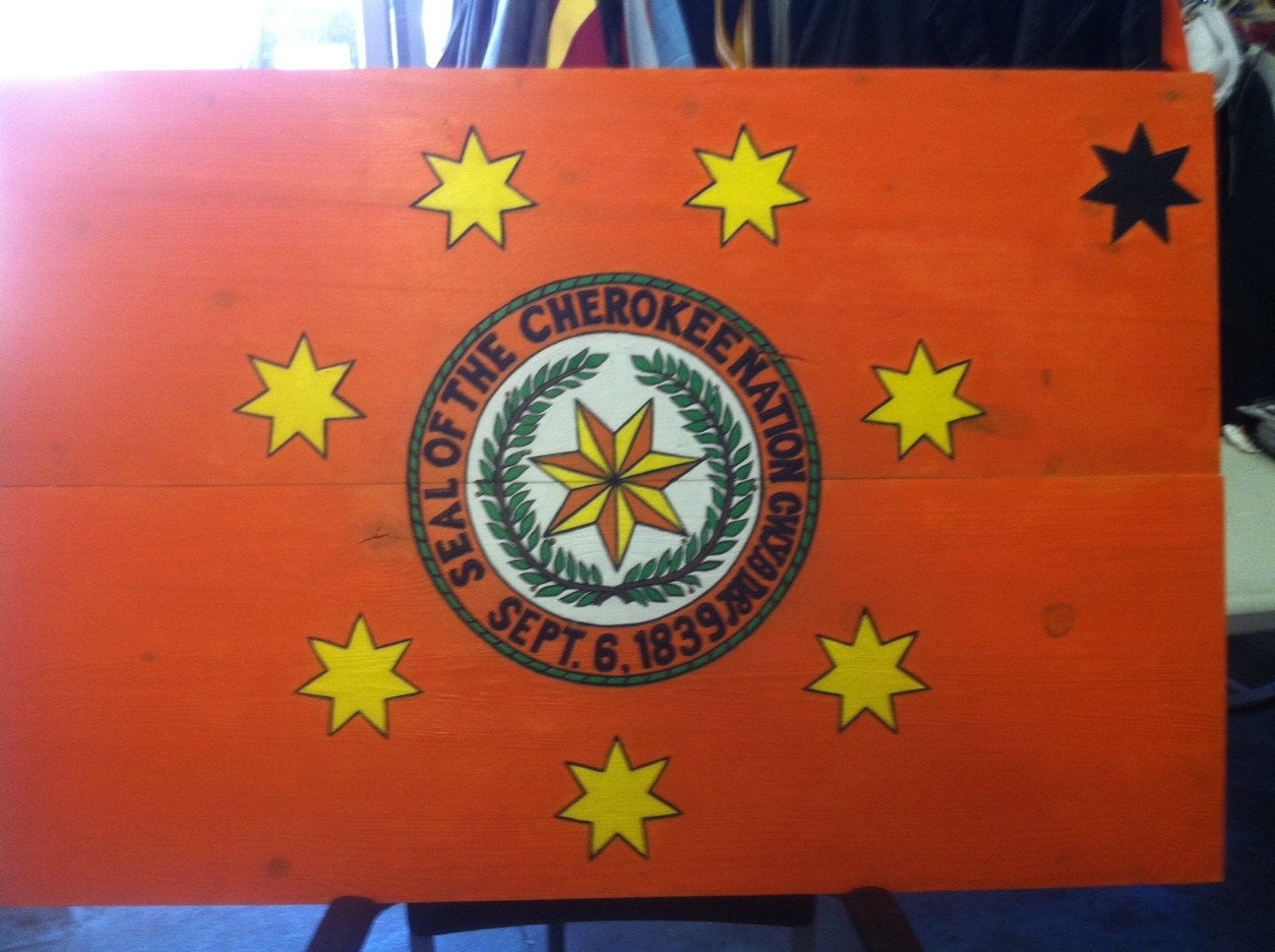 Cherokee Nation Flag Wooden Handmade Sign by CherokeeEmporium