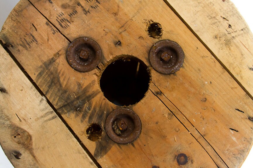 Vintage Large Wooden Spool Rustic Decor Cable Reel Wooden