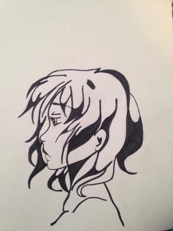 Items similar to Anime Face "Wind Swept" on Etsy