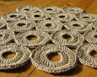 Big Crochet jute door rug / Doormat / Welcome rug / 100%