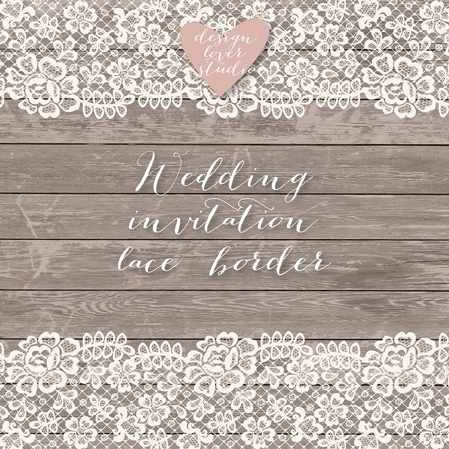 Lace border rustic Wedding invitation border by designloverstudio