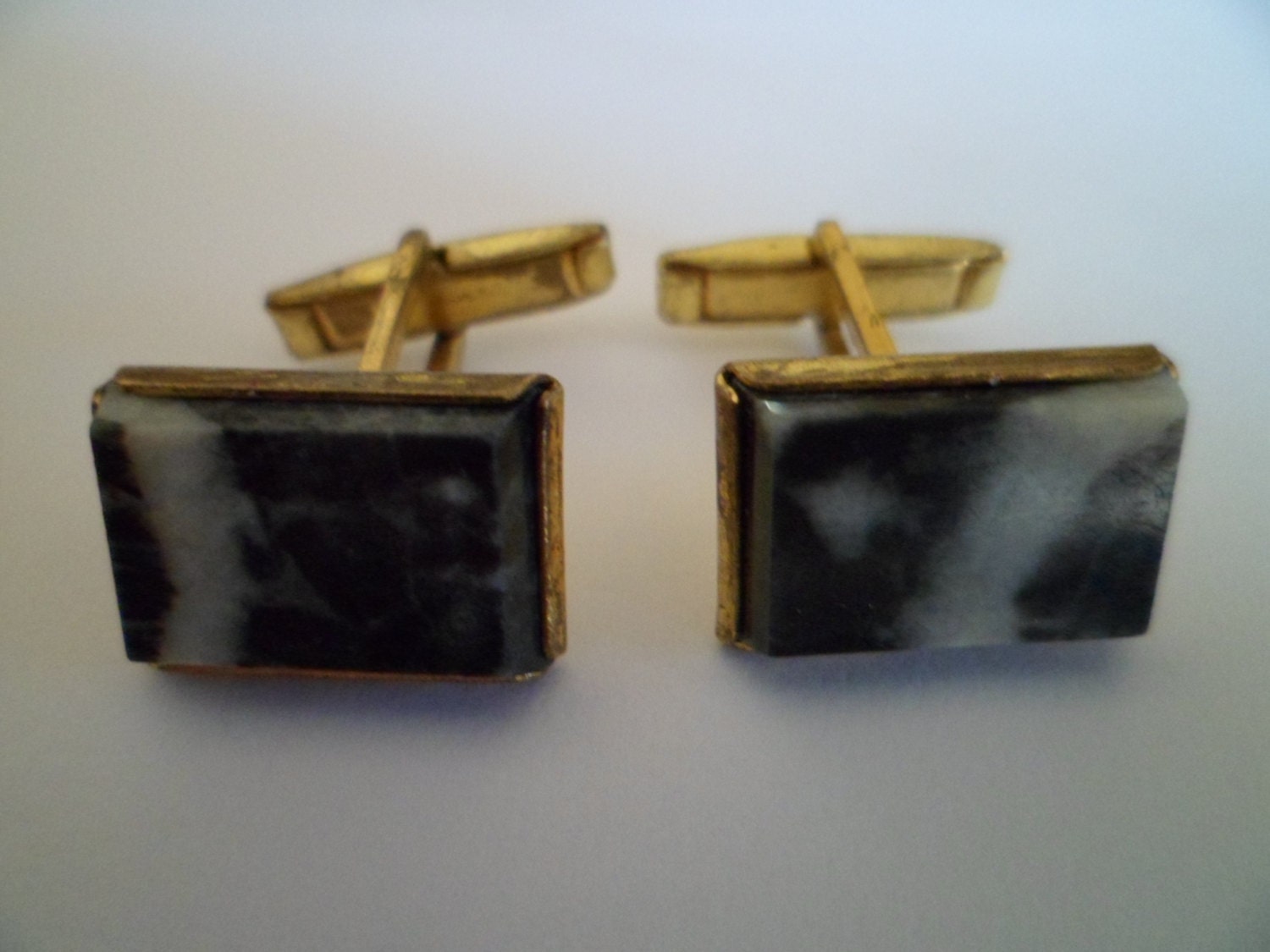 Cufflinks made of natural stone jasper. Pair of Gorgeous Vintage ...