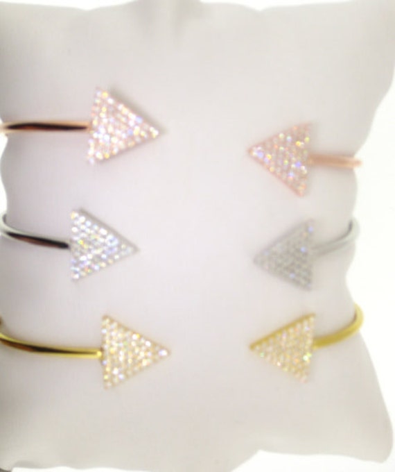 Items similar to Triangle bangle bracelet. Silver triangle bangle with ...