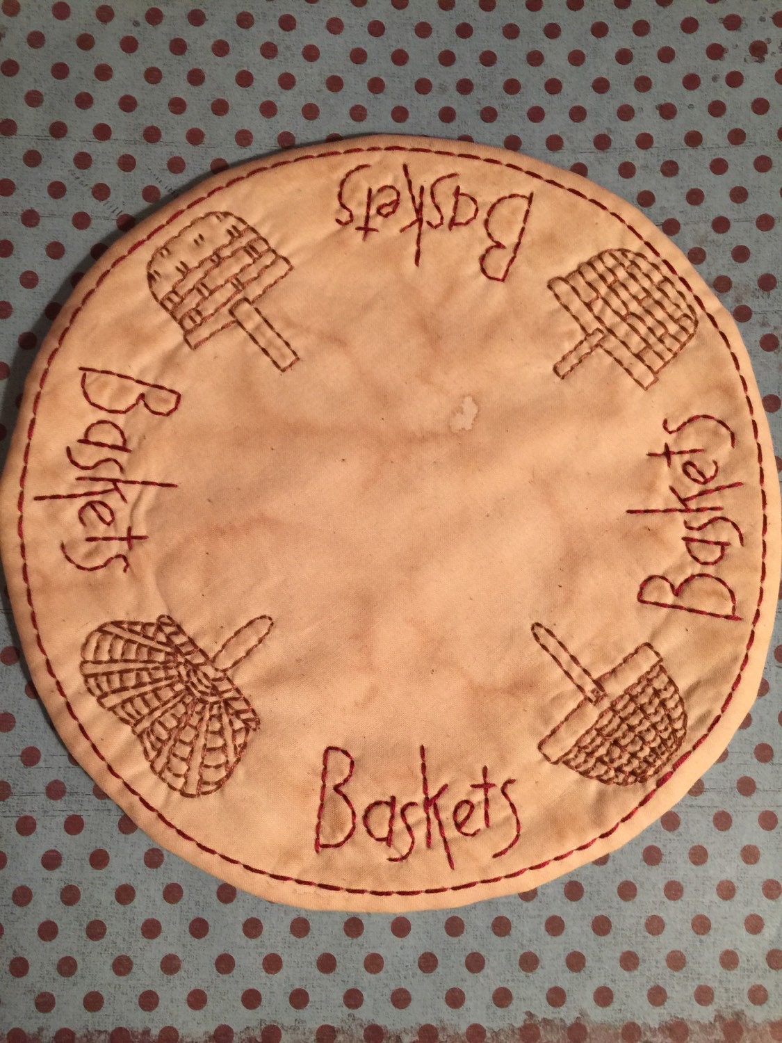 Primitive Stitchery Candle Mat Pattern Baskets by thetalkingcrow