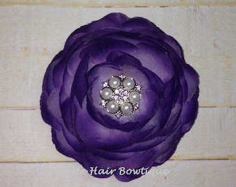 Blue Flower Clip Blue Hair Clip 3.75 by girliehairbowtique on Etsy
