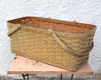 Wood slat basket | Etsy