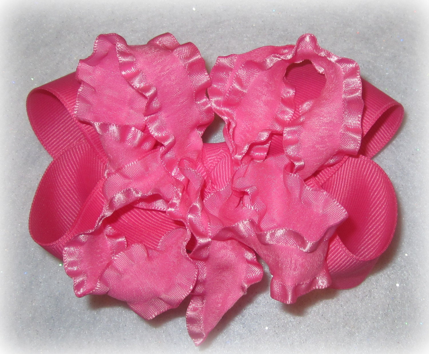 Double ruffle hair Bow Girls Ruffle hairbows Hair Bows