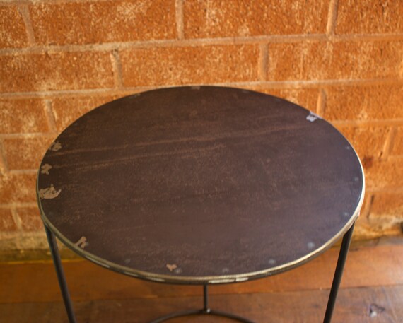Round Industrial Steel Side Table by CroftHouseLA on Etsy