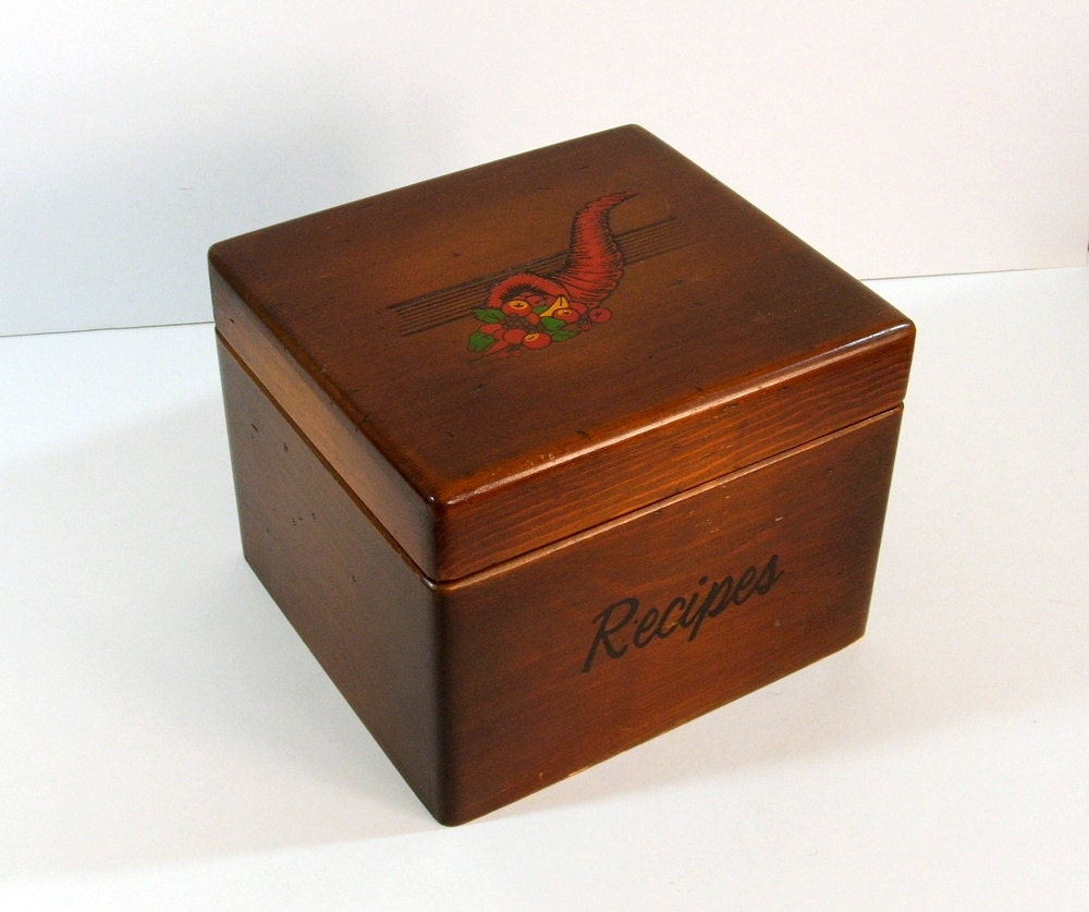 Large Wood Recipe Box, Wooden Storage Box, Cornucopia – Haute Juice