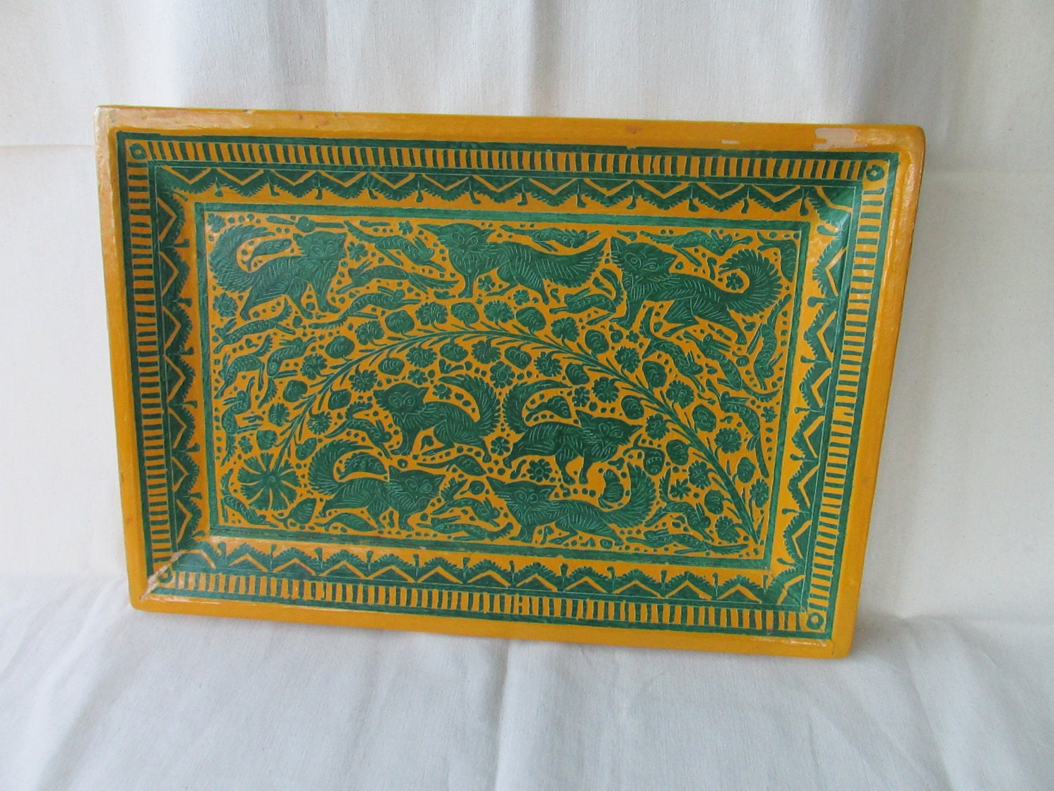 Vintage Yellow & Green 1950’s/60’s Olinala Guerrero Mexican Large ...