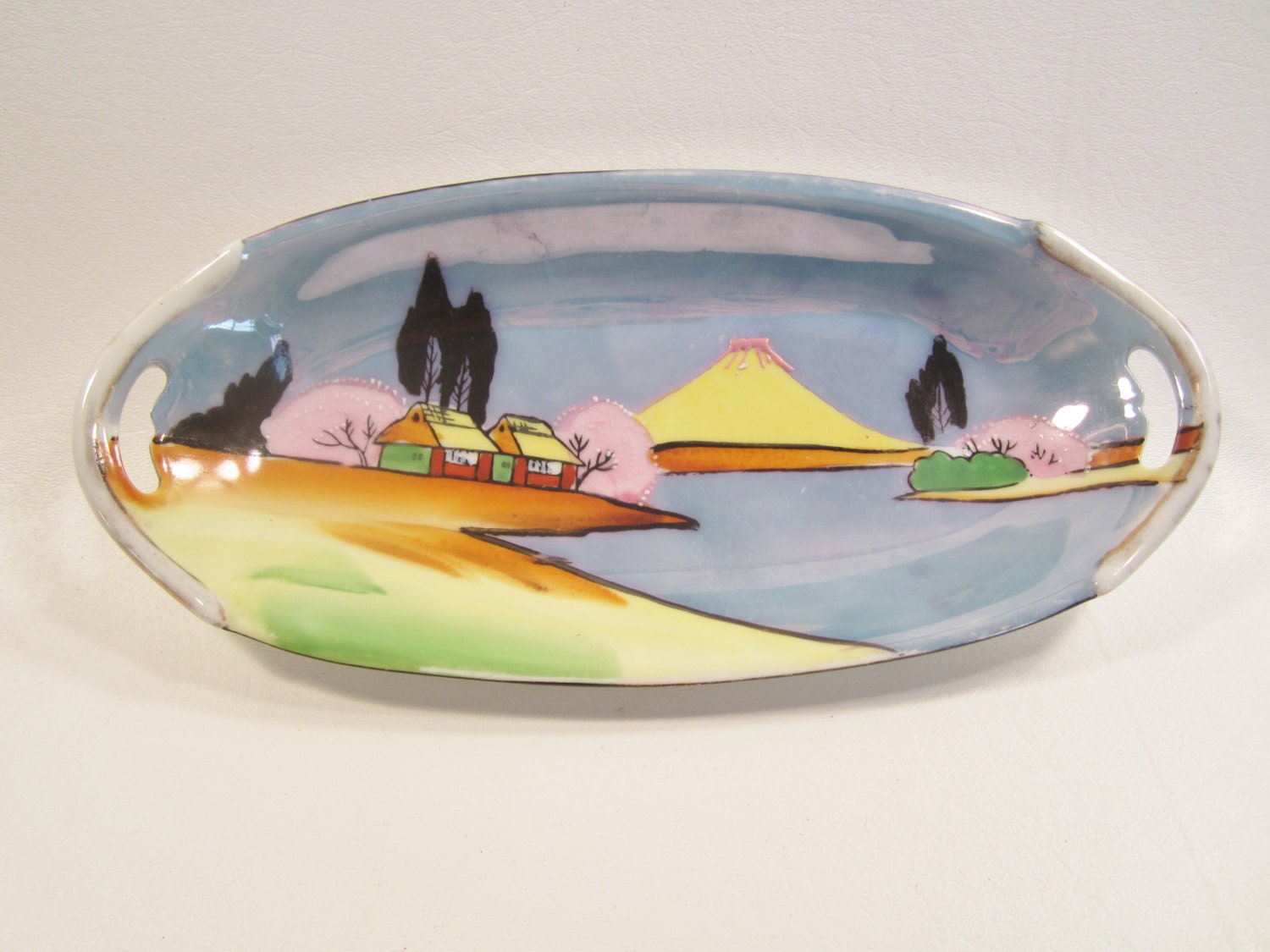 Vintage Lustreware Relish Tray Reticulated Handles Made in Japan ...