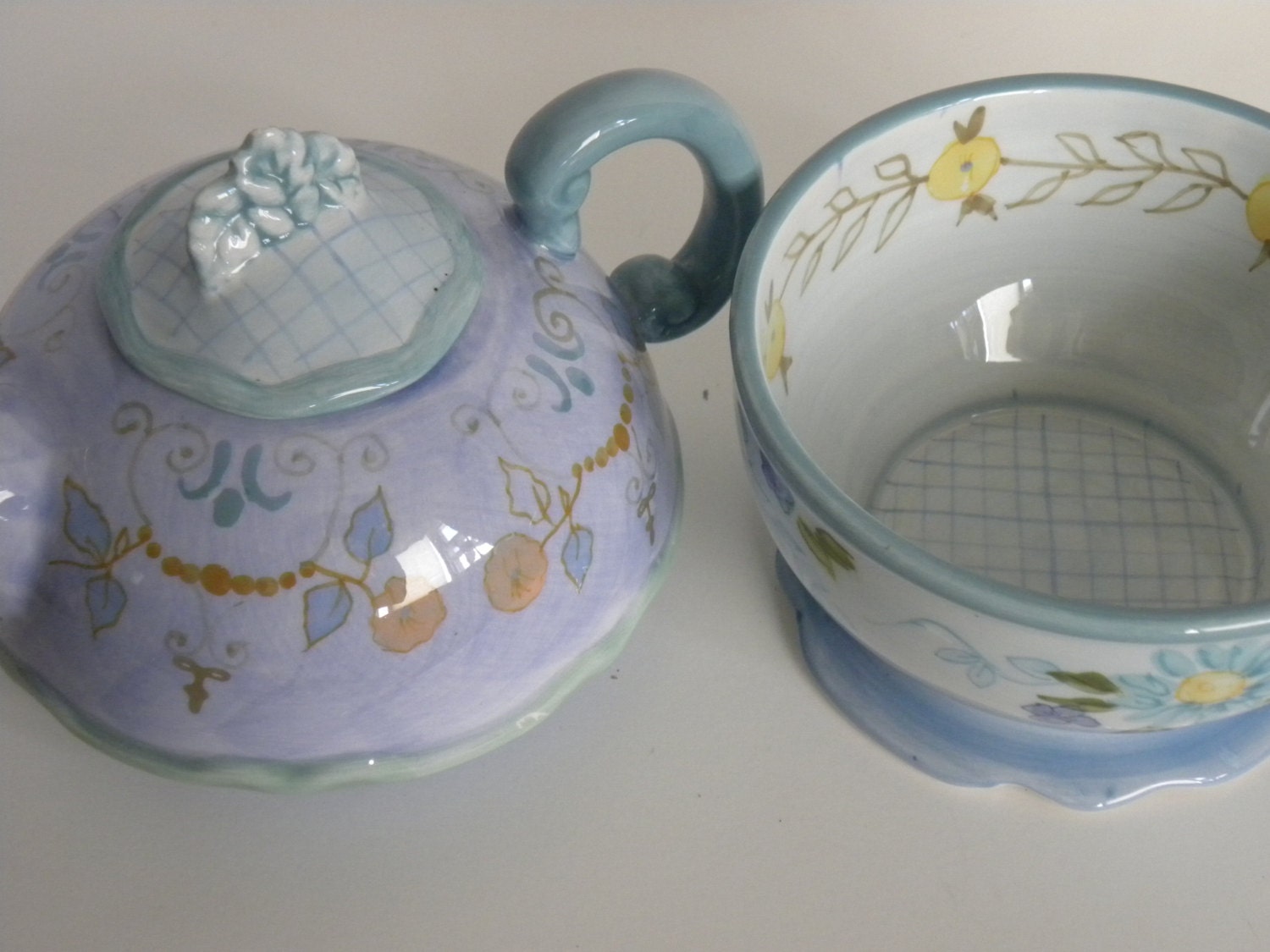 Tracy Porter Teapot Teacup Evelyn Collection Hand Painted